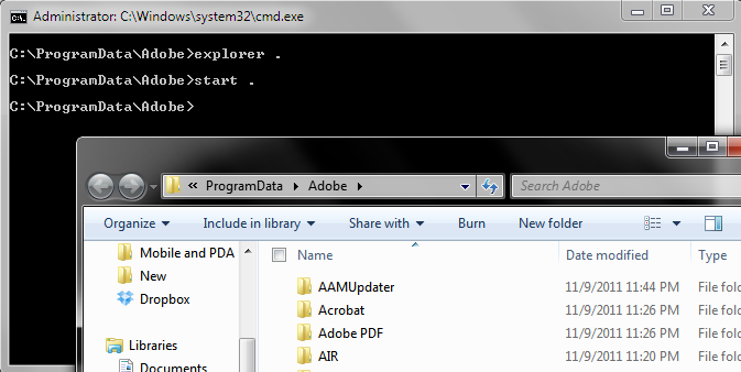 Open Explorer Window From Command Prompt To Your Current Location
