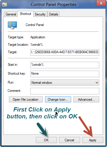 Windows 8: Place Classic Control Panel on Start Screen