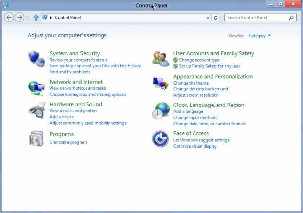 Windows 8: Place Classic Control Panel on Start Screen