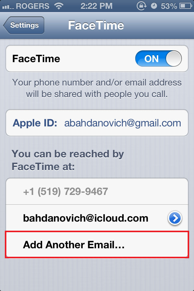 iOS: Add a Secondary Email Address to FaceTime