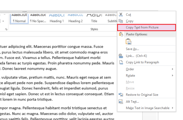 OneNote: Copy Text from an Image
