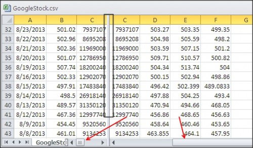 Excel Use Synchronous Scrolling And Split Multiple Columnrows In Verticalhorizontal View 7123