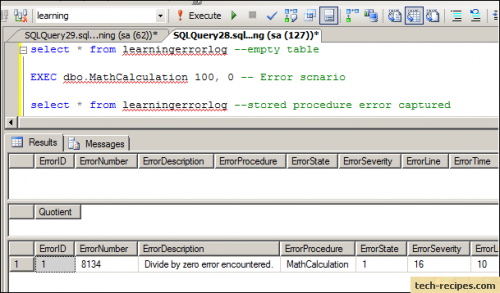SQL Server: Error Logging and Reporting within a Stored Procedure