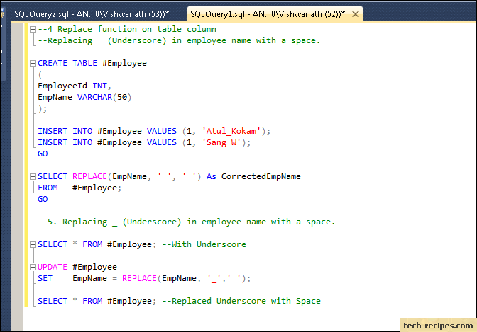 Replace Function in SQL Server Replace Function in SQL Server