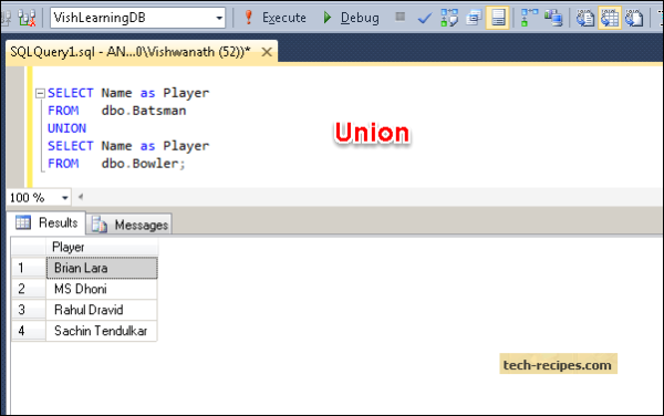 SQL Server Union Vs Union All