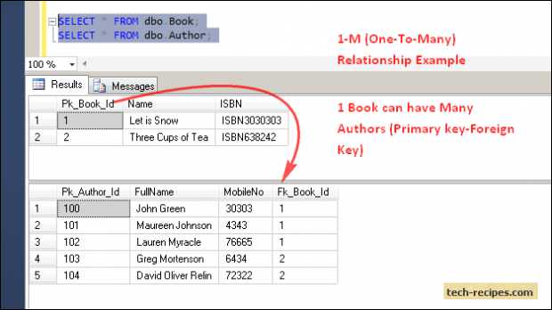 One-to-One, One-to-Many Table Relationships in SQL Server