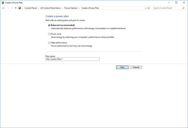 How to create a custom power plan on Windows 10
