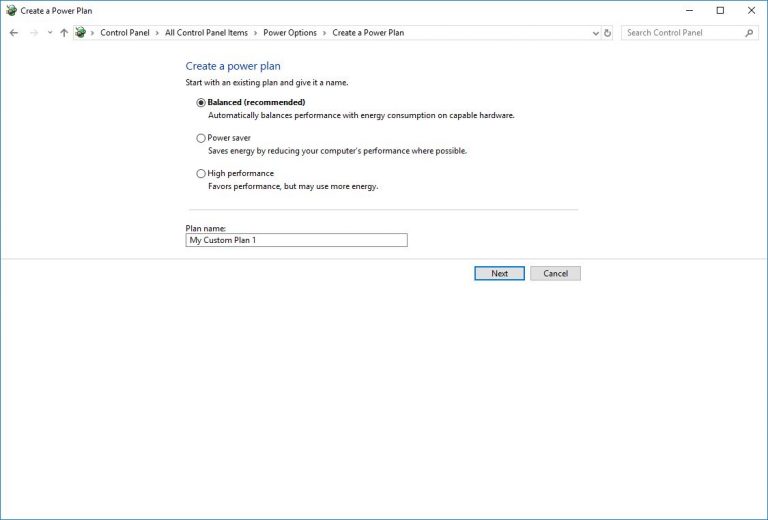 How to create a custom power plan on Windows 10