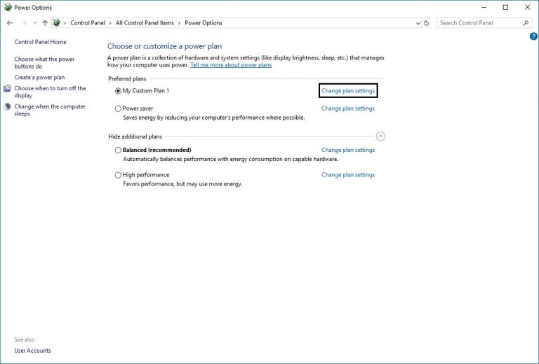 How to create a custom power plan on Windows 10