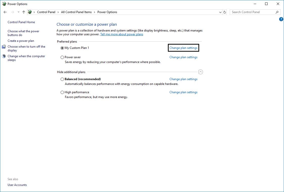 How to create a custom power plan on Windows 10