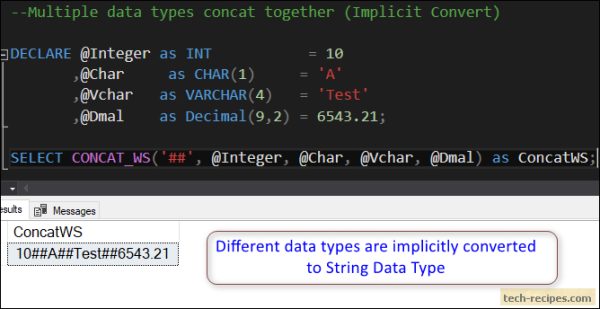 How To Use Concat Ws Function In Sql Server
