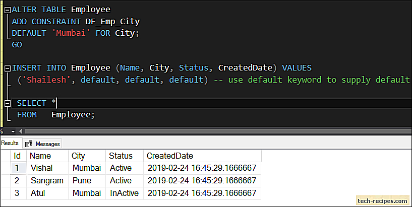 How To Use Default Constraint In SQL Server
