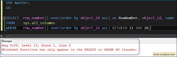 Pagination Using ROW NUMBER With A CTE In SQL Server