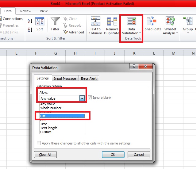 How To Add Drop Down List In Excel Data Validation Lists