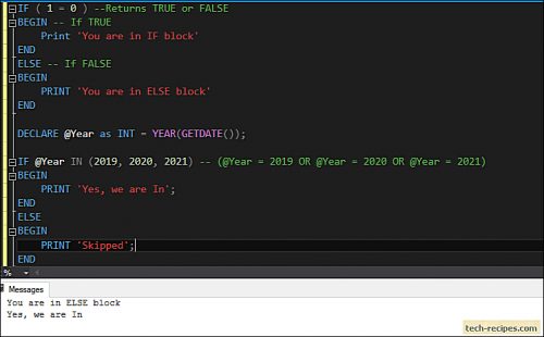 How To Use IF...ELSE Statement In SQL Server