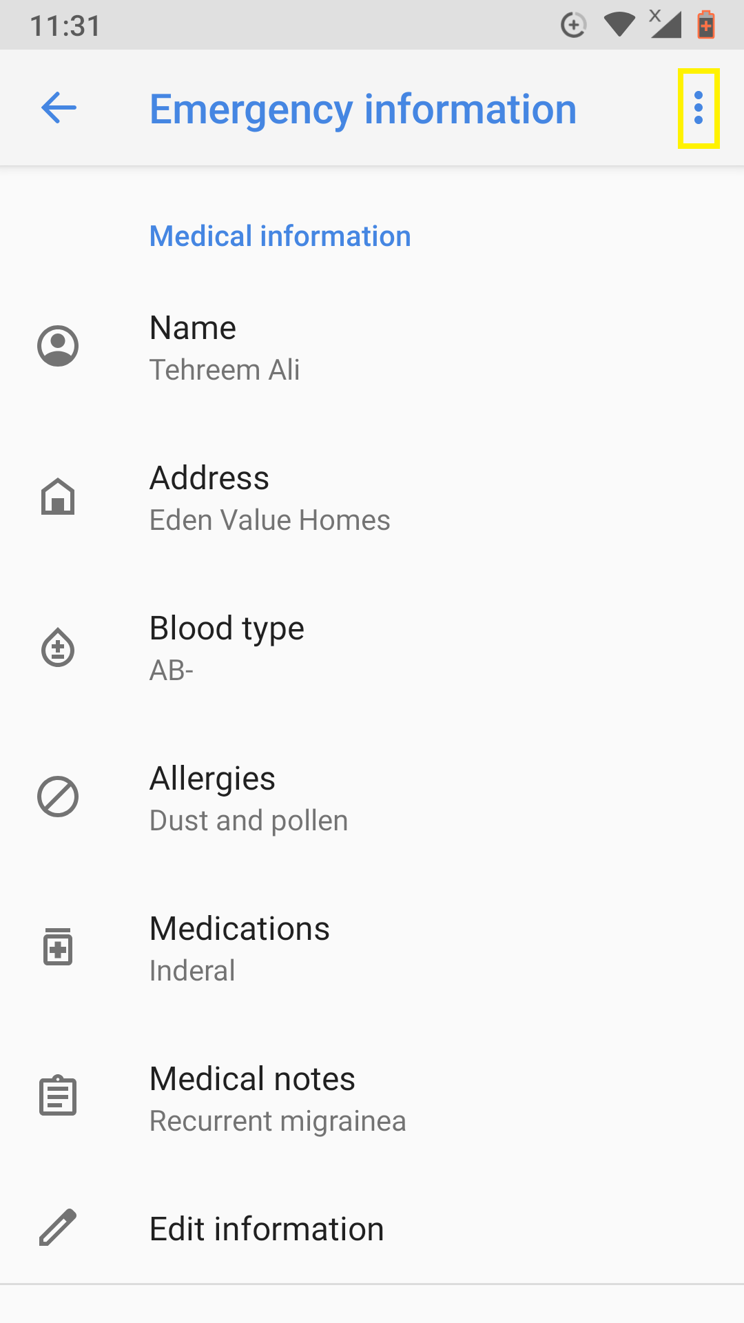 Setting Up Emergency Information in Android 9