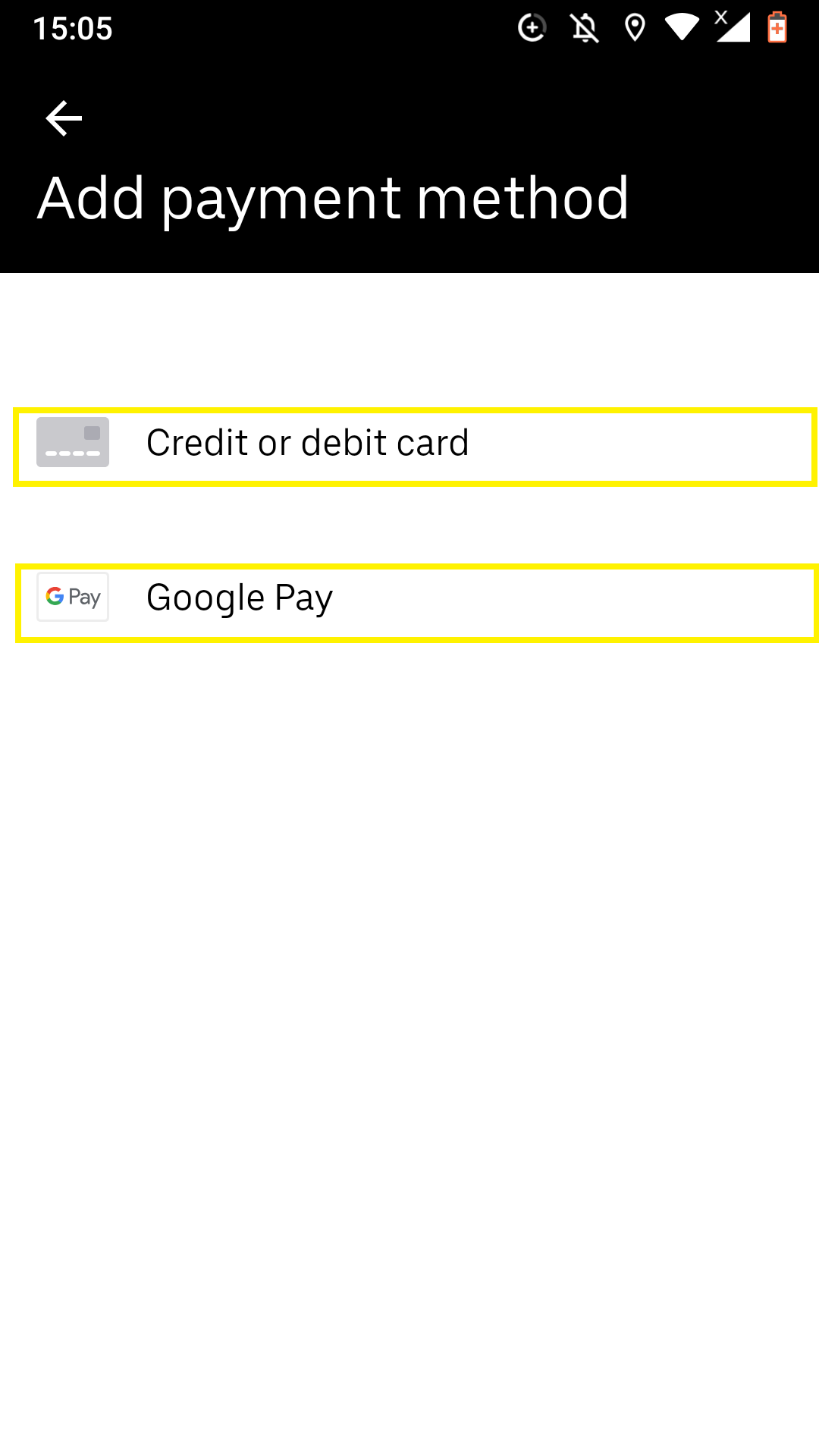 Uber for Android App: How to Add and/or Change Payment Method