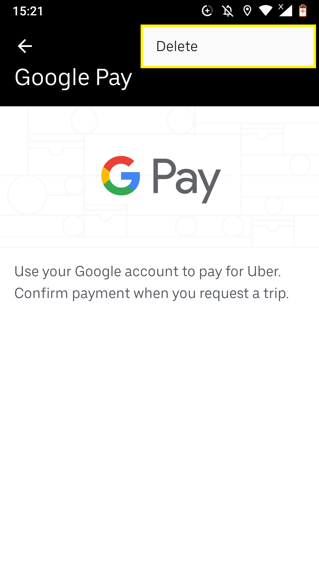 Uber for Android App: How to Add and/or Change Payment Method