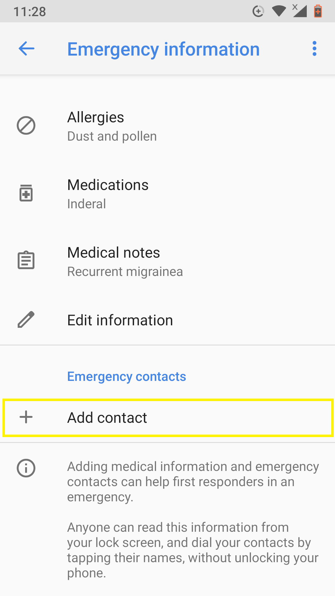 Setting Up Emergency Information in Android 9