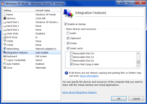 Windows 7: How to Enable or Disable Integration Features in Windows XP Mode