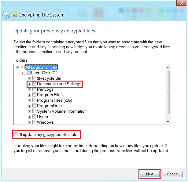 Create A File Encryption Certificate and Key For Windows 8